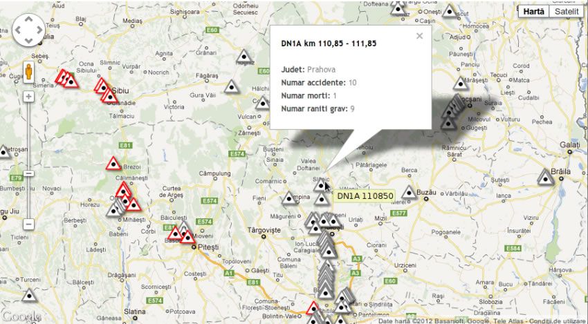 Harta punctelor negre, un nou indicator pentru prevenirea accidentelor